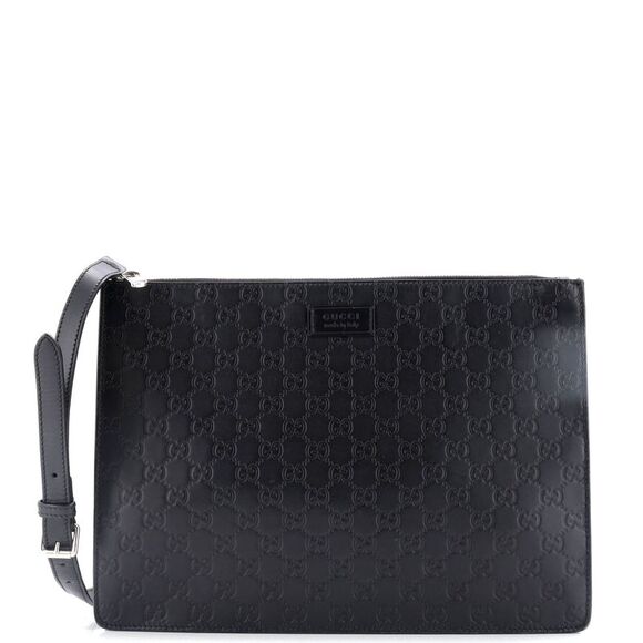 Gucci | Bags | Gucci Zip Messenger Bag Guccissima Leather Large Black ...